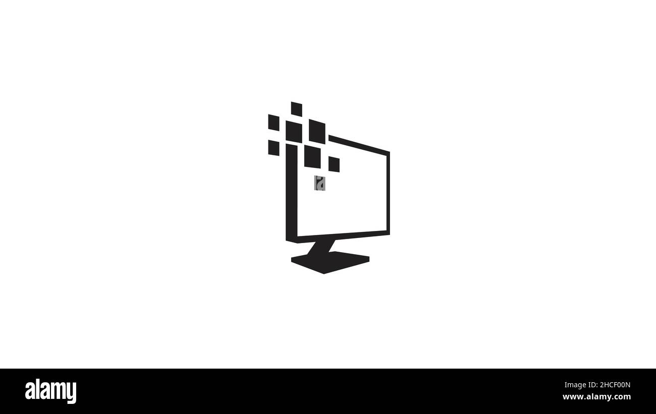 Creative Monitor Computer screen Pixel logo design vector Stock Vector ...