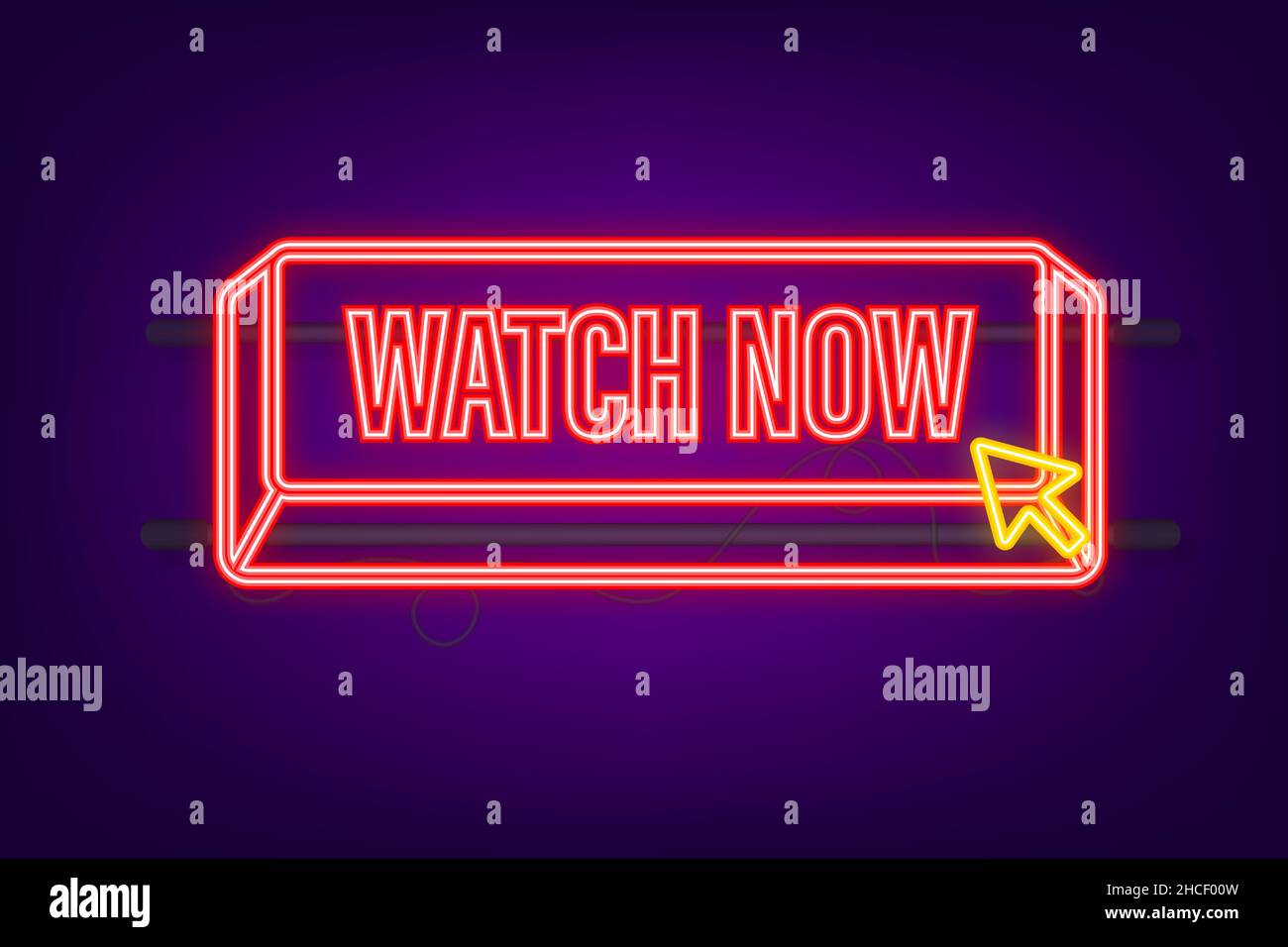 Watch now button in neon style on white background. Isolated vector ...