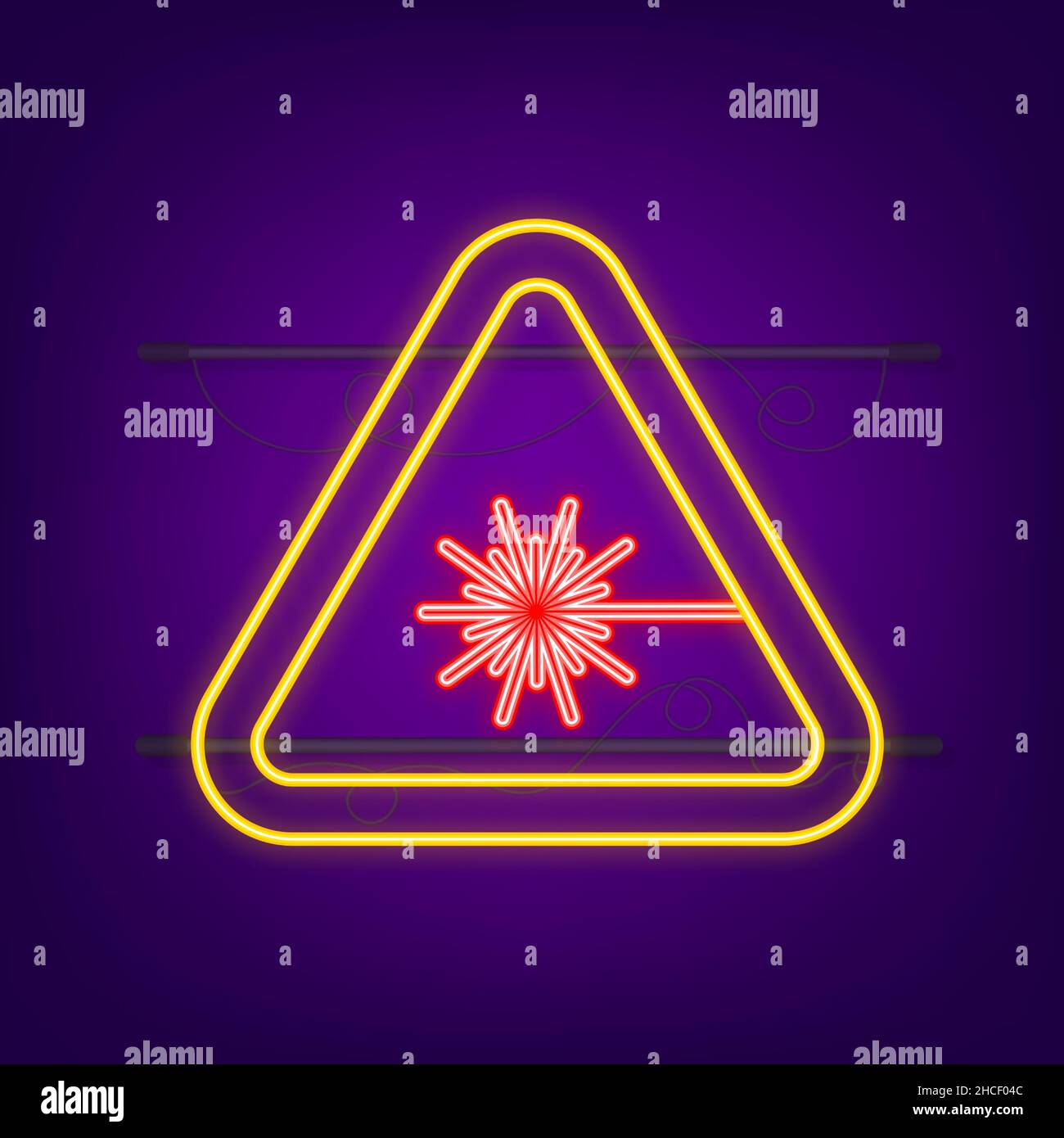 Neon style icon with laser hazard. Vector icon. Vector graphic Stock ...