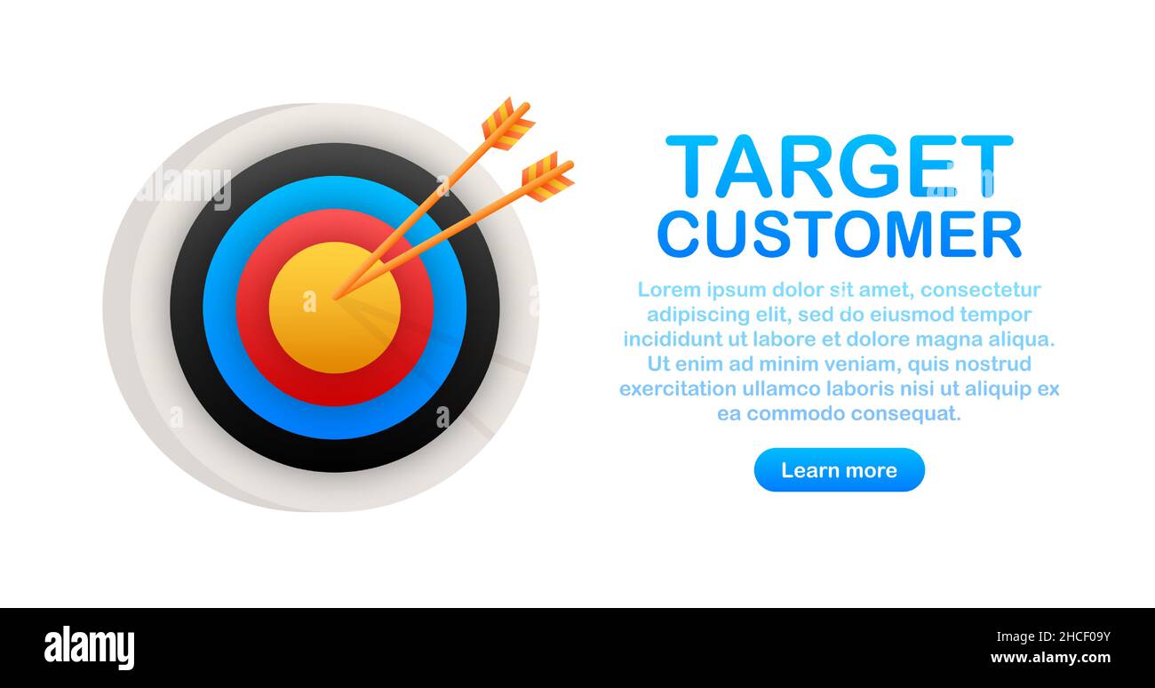 Target customer with an arrow flat icon concept market goal vector ...