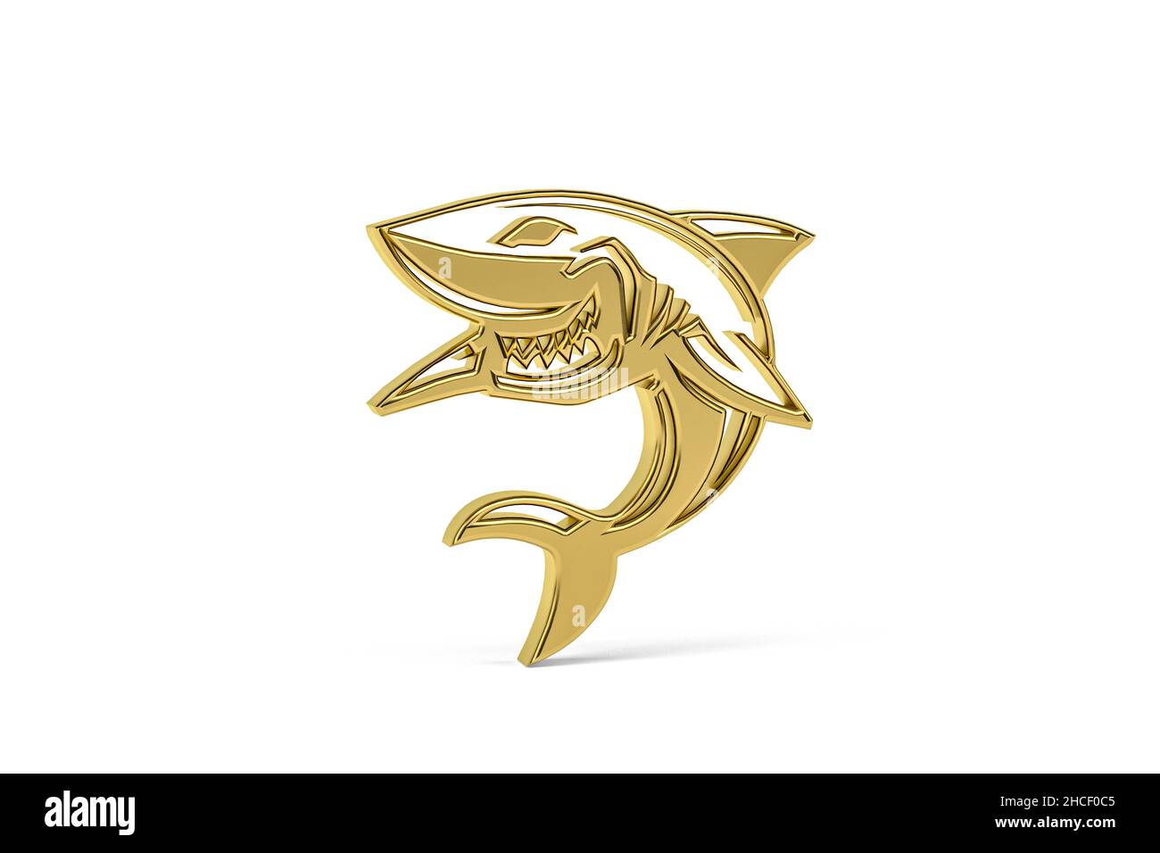 Golden 3d shark icon isolated on white background - 3d render Stock ...