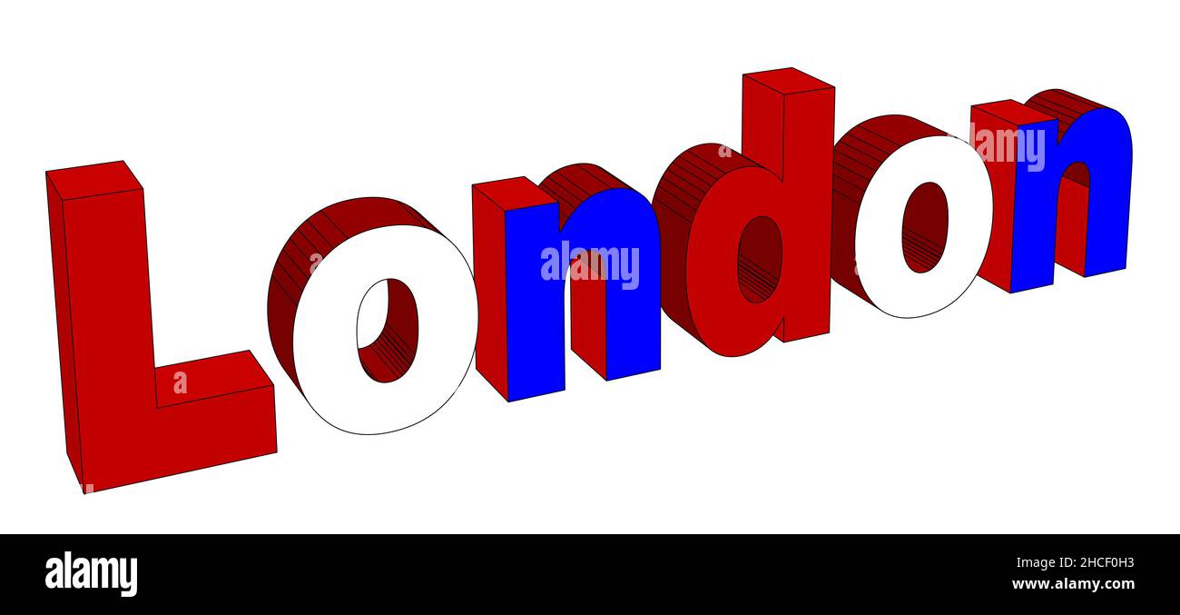 The text London all isolated on a white background Stock Photo - Alamy