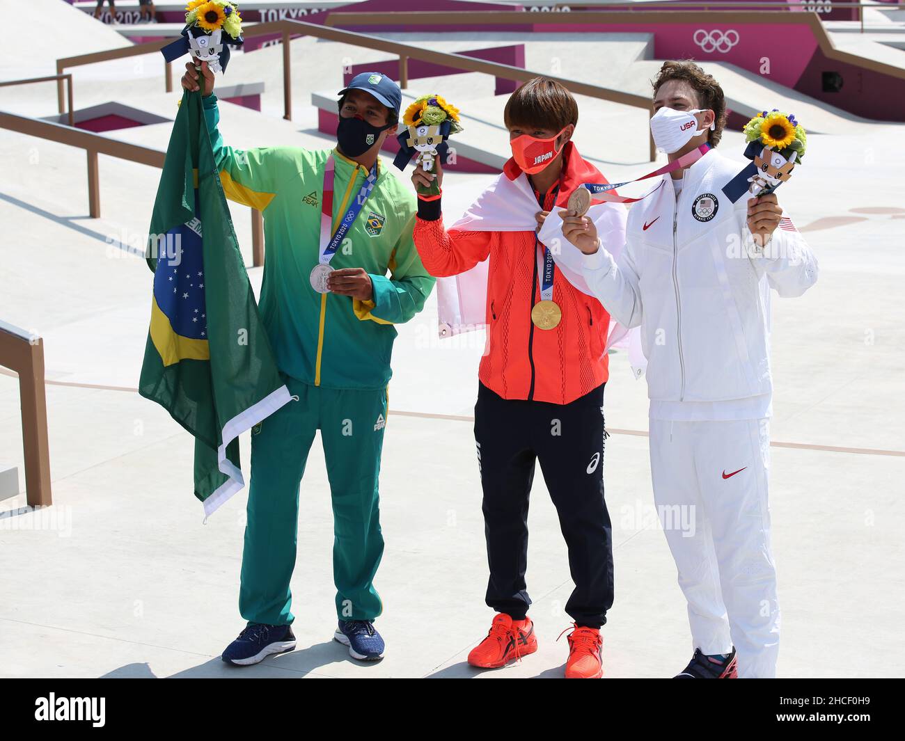JULY 25th, 2021 - TOKYO, JAPAN: Podium of the Skateboarding Men's ...