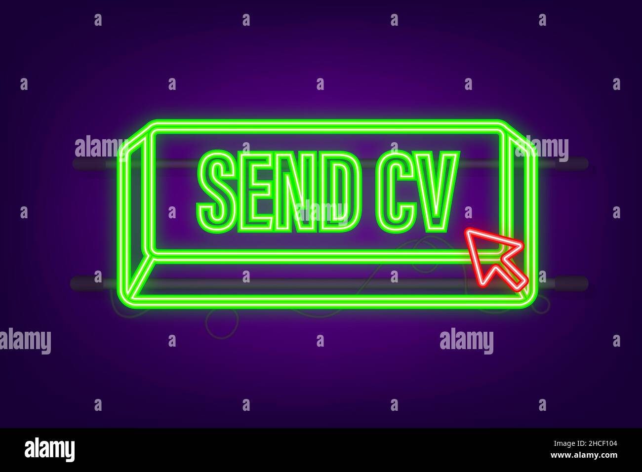 Send cv button in neon style on blue background. Flat button on white ...