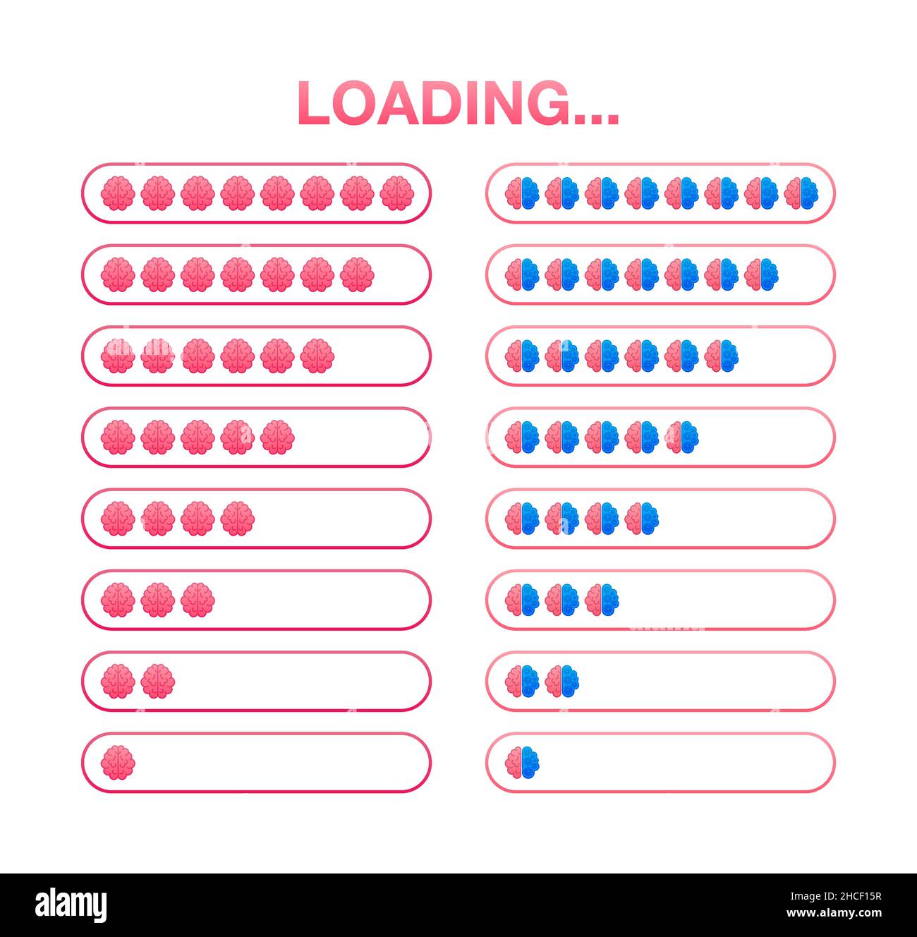 Brain, think loading concept with idea processed on a lightbulb bar ...