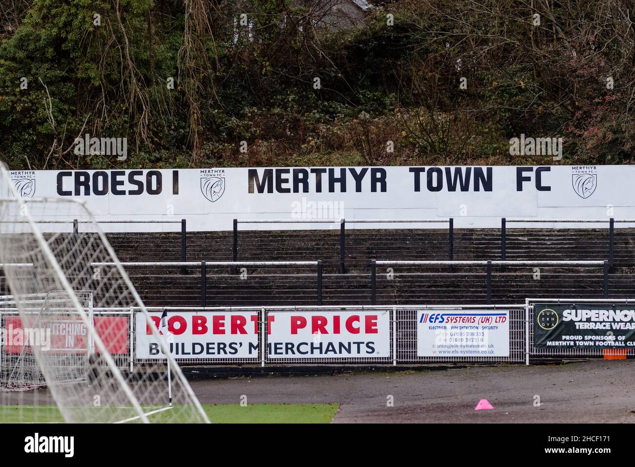 MERTHYR TYDFIL, WALES - 27 DECEMBER 2021: No fans during the Southern ...