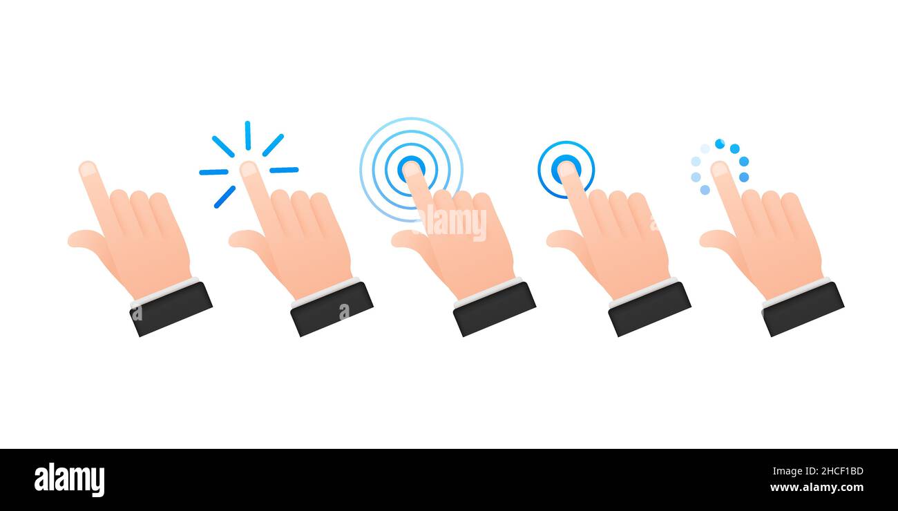 Finger click icon vector. Hand click icon. Push touch screen. Vector ...
