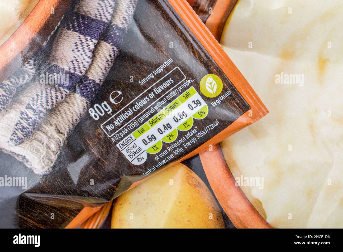 Packet of Morrison's supermarket own-label dried potato mash. For own ...