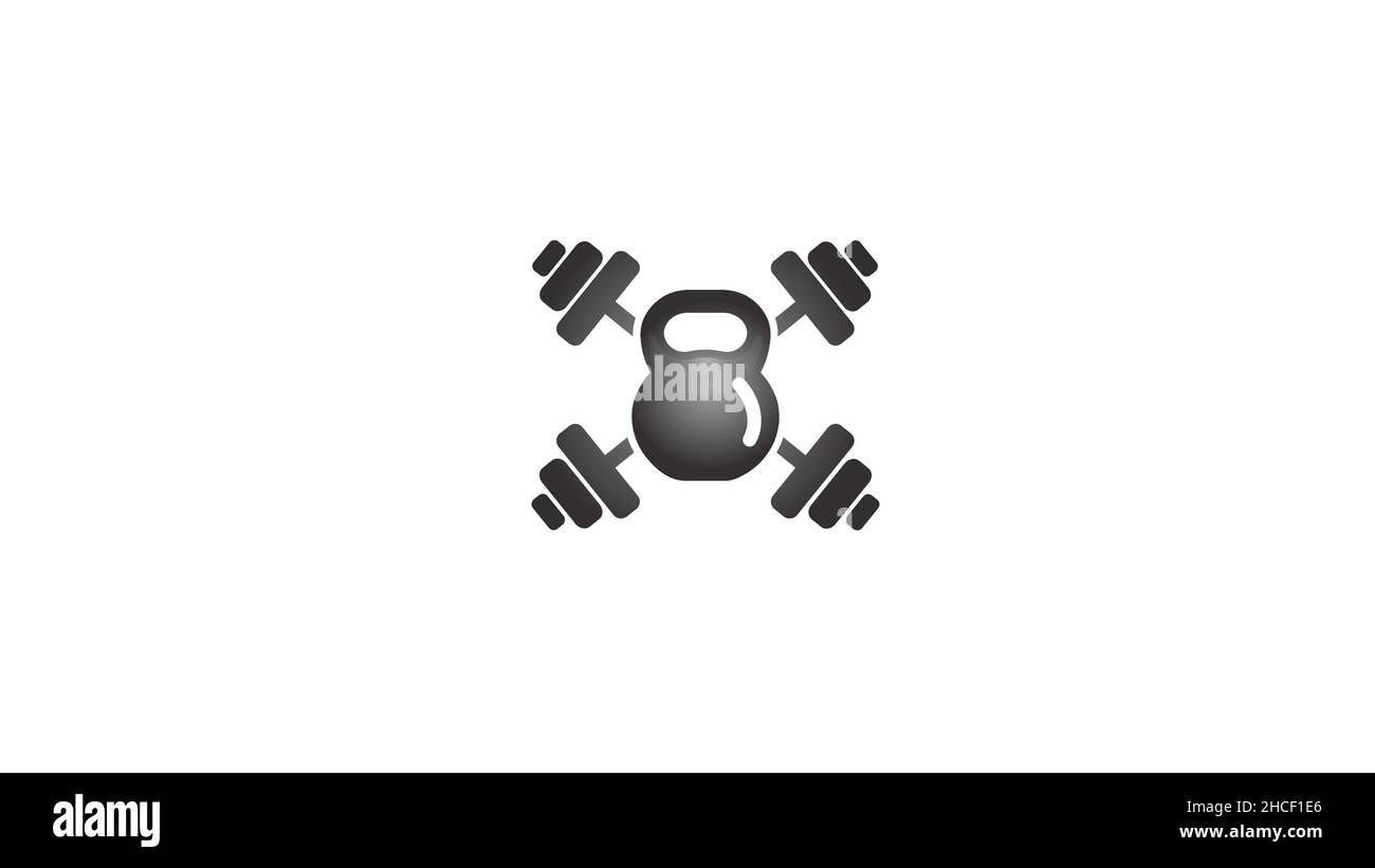 creative kettlebell dumbbell training equipment logo vector design ...