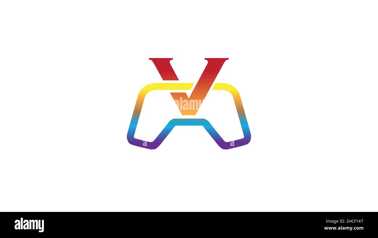 creative abstract game controller v letter alphabet logo vector design ...