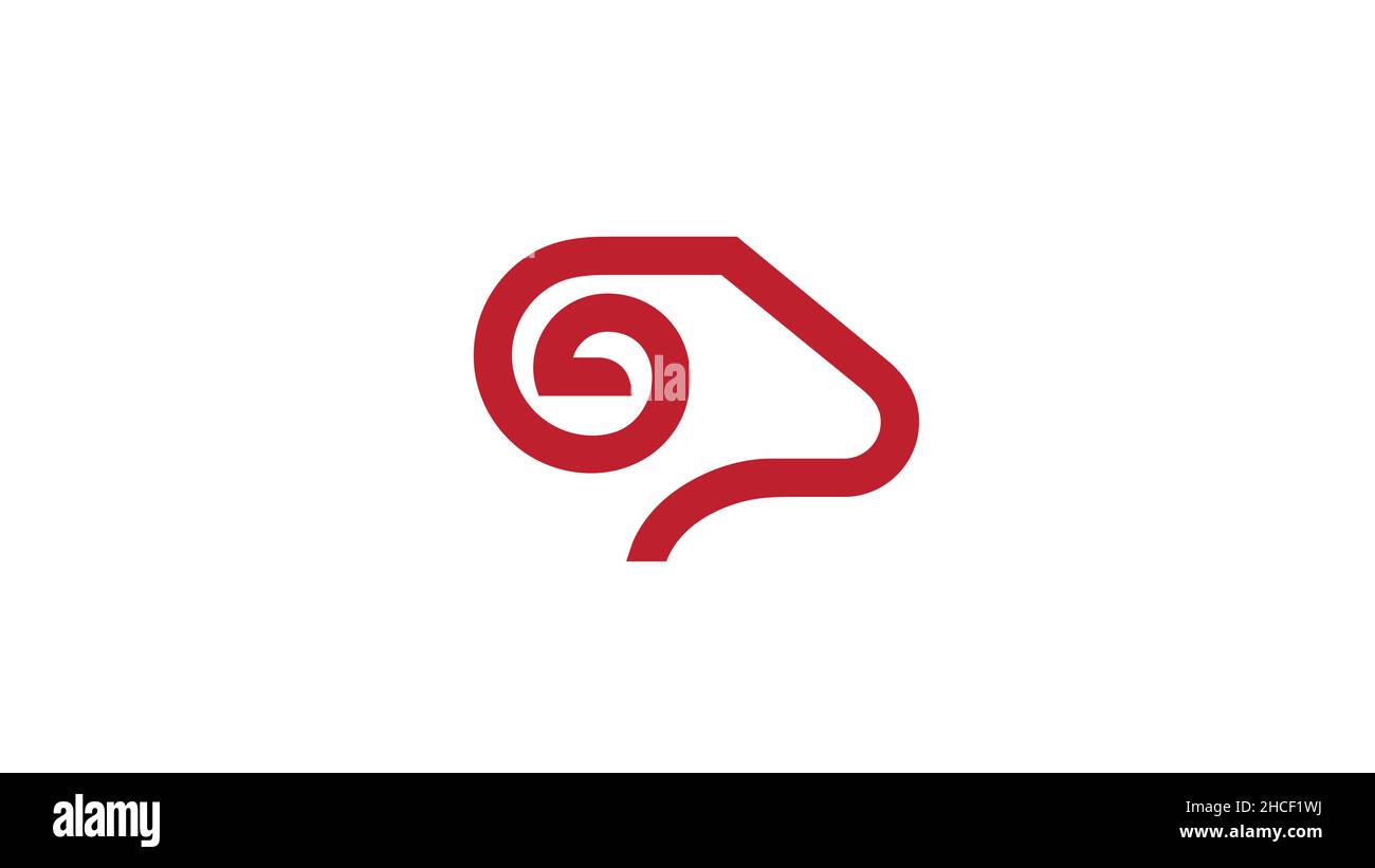 creative abstract red ram horn head Sheep bighorn logo vector symbol ...