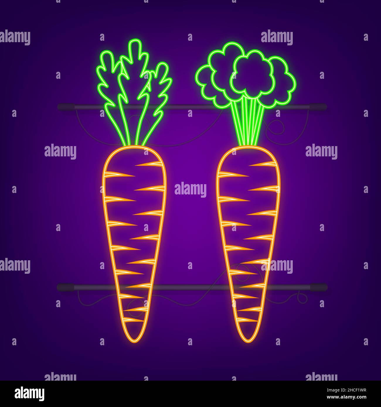 Carrot neon icon. Flat design on a white background. Vector stock ...