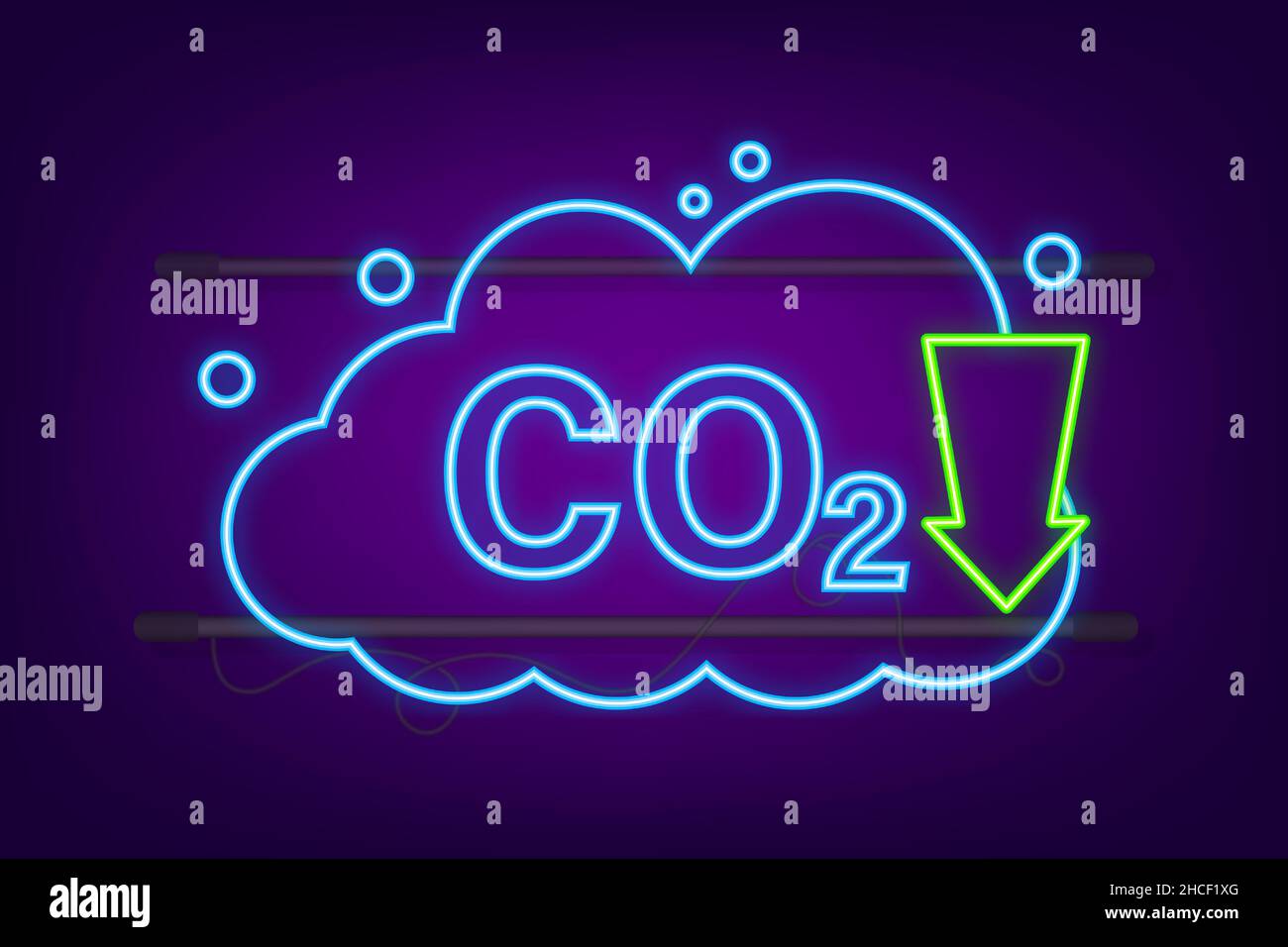 CO2 neon logo in flat style isolated on empty background. Flat icon on white backdrop. Vector ...