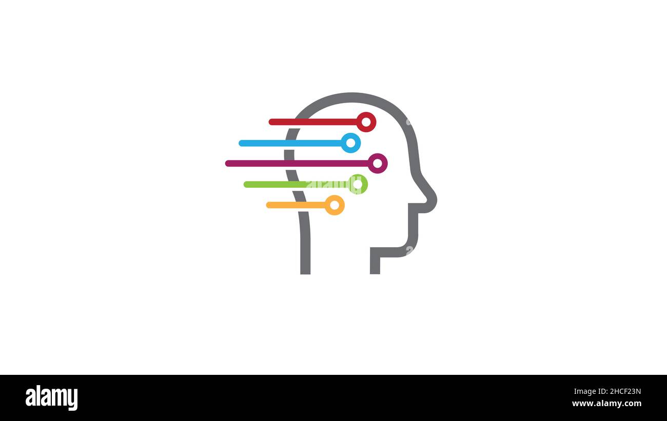 creative human brain colorful wires technology logo vector logo symbol ...
