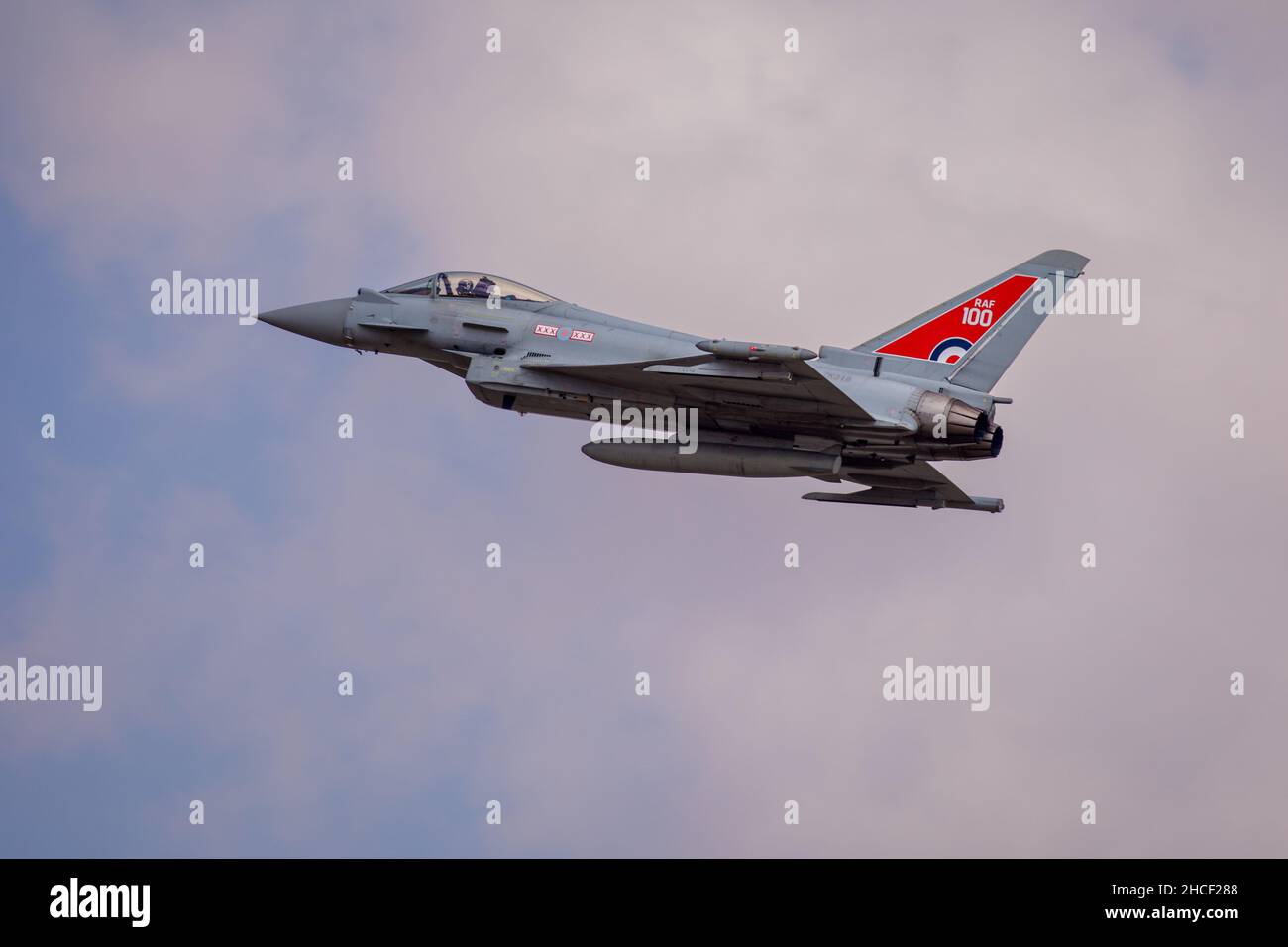 RAF Eurofighter Typhoon FGR4 with the RAF100 Logo on the tail ...