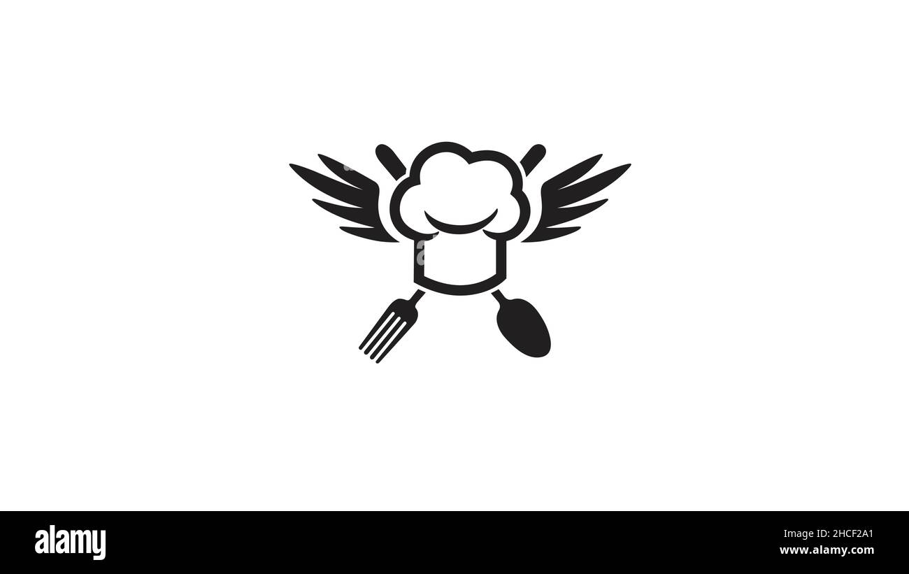 creative chef hat fork spoon wings logo vector symbol sign Stock Vector ...