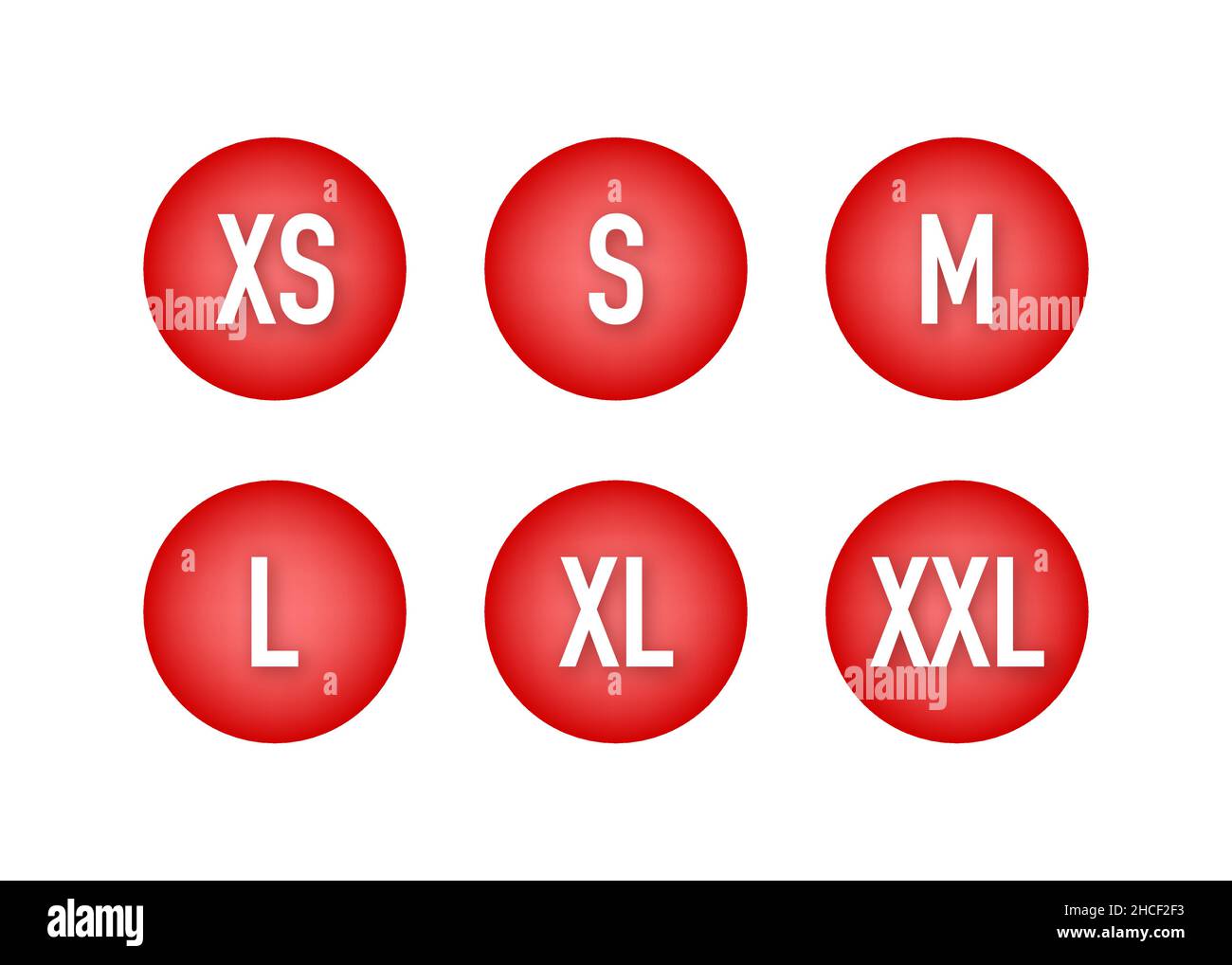 Size clothes tag set in flat style on red background. Vector flat ...