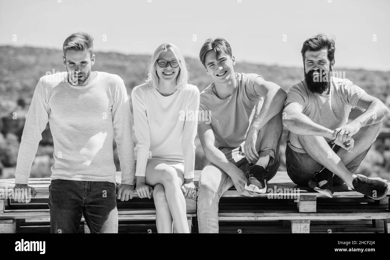 Cheerful people communicating. Networking concept. Men woman ...