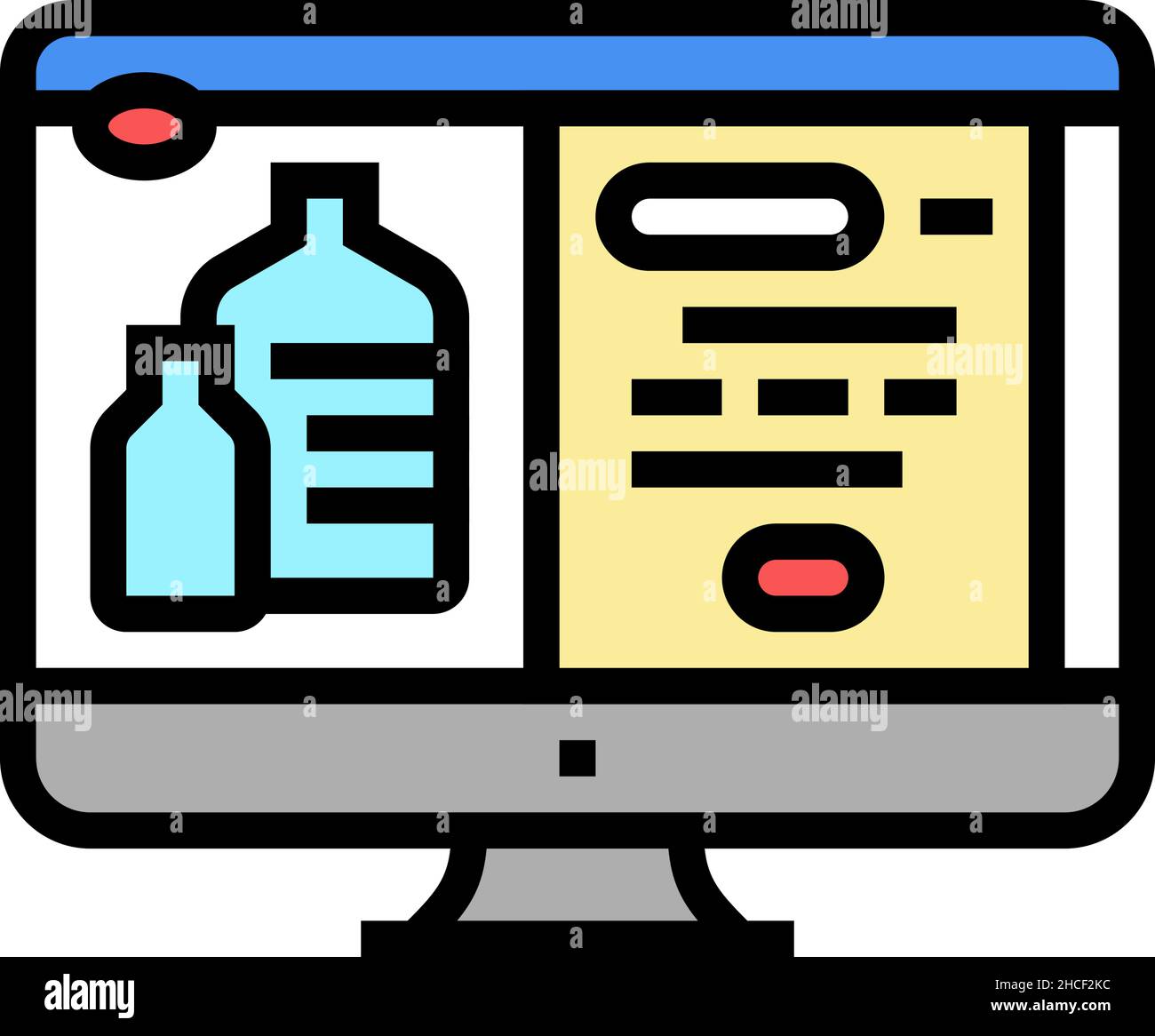 web site for ordering water in internet online color icon vector ...