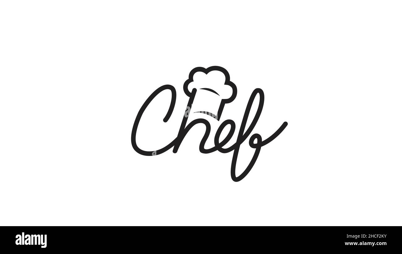 chef hat handwriting letter typography vector logo icon symbol sign ...