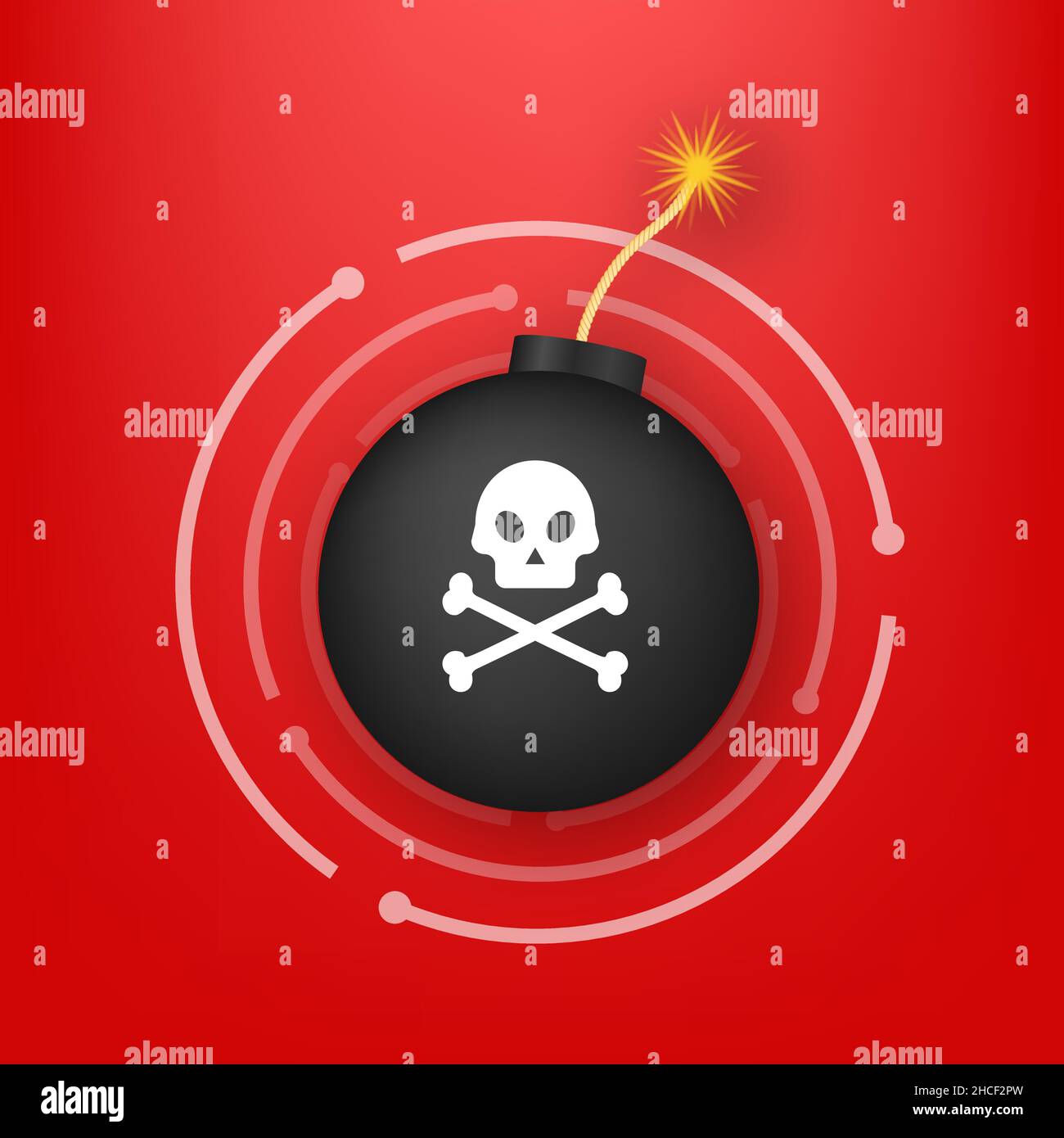 Flat illustration. Shield icon. Abstract icon with red cyber attack ...
