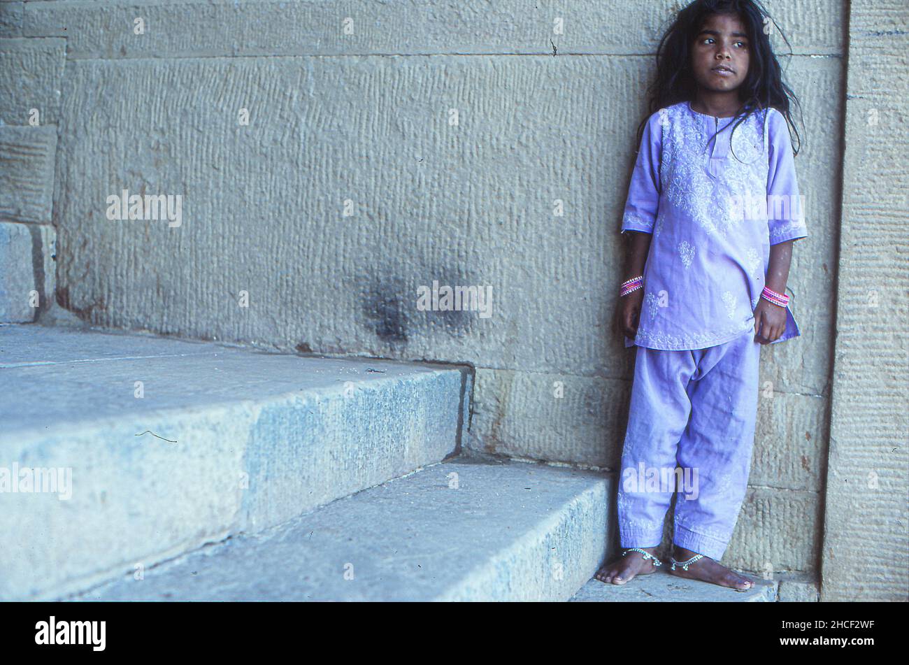 Indian child in Varanasi at the Ganges, Indisches Kind in Varanasi am ...