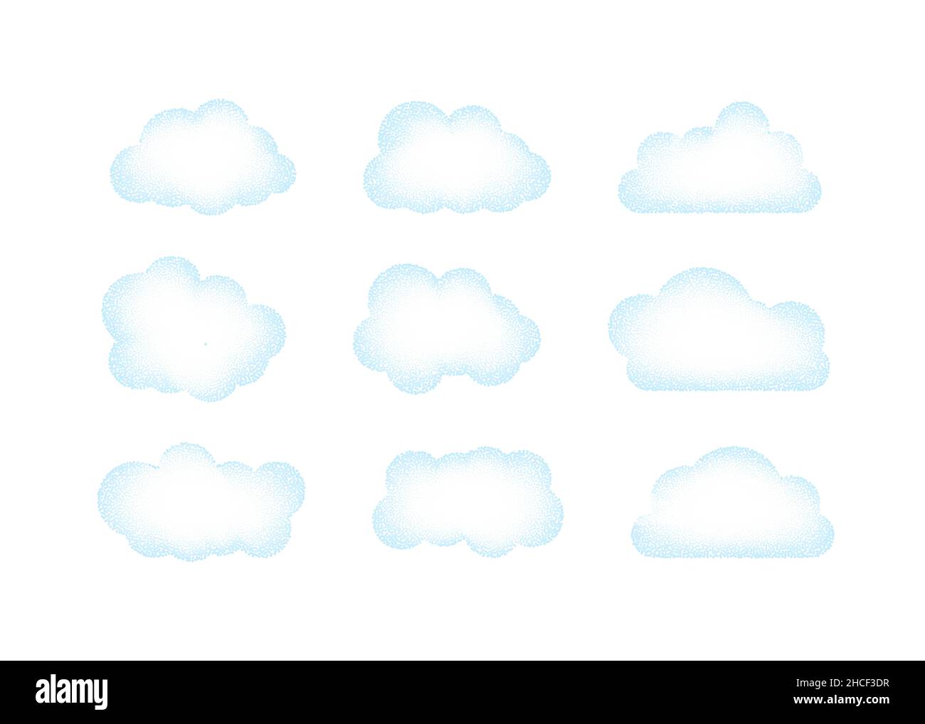 Set of blue sky, clouds. Cloud icon, cloud shape. Set of different ...