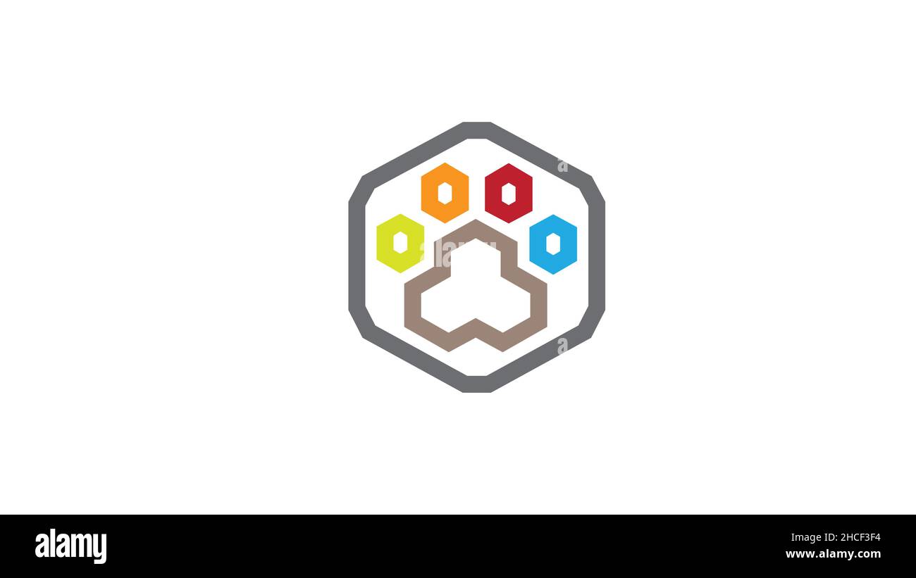 creative hexagon dog paw logo vector design Stock Vector Image & Art ...