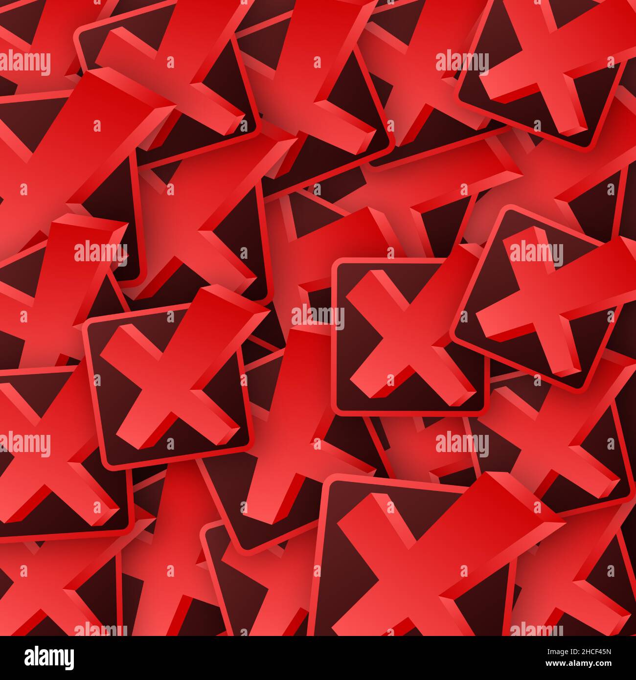 Crossmark sticker pattern. Red rejected pattern on white background ...