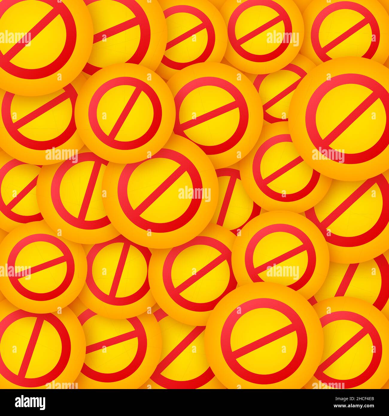 Abstract red sticker with stop sign on yellow background. Isolated ...