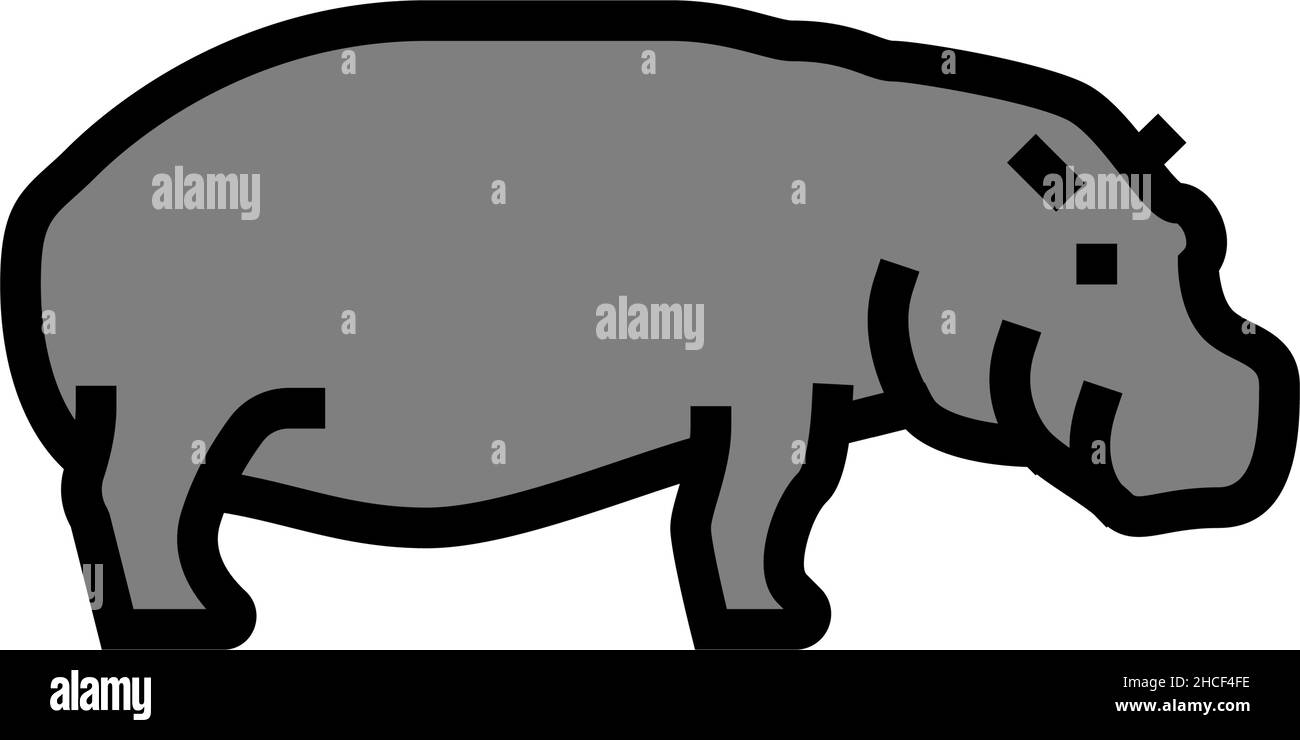 hippopotamus wild animal color icon vector illustration Stock Vector ...