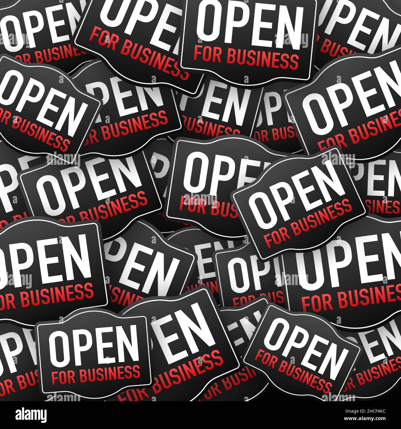 Open for business hanging sign sticker pattern. Sign for door. Vector ...