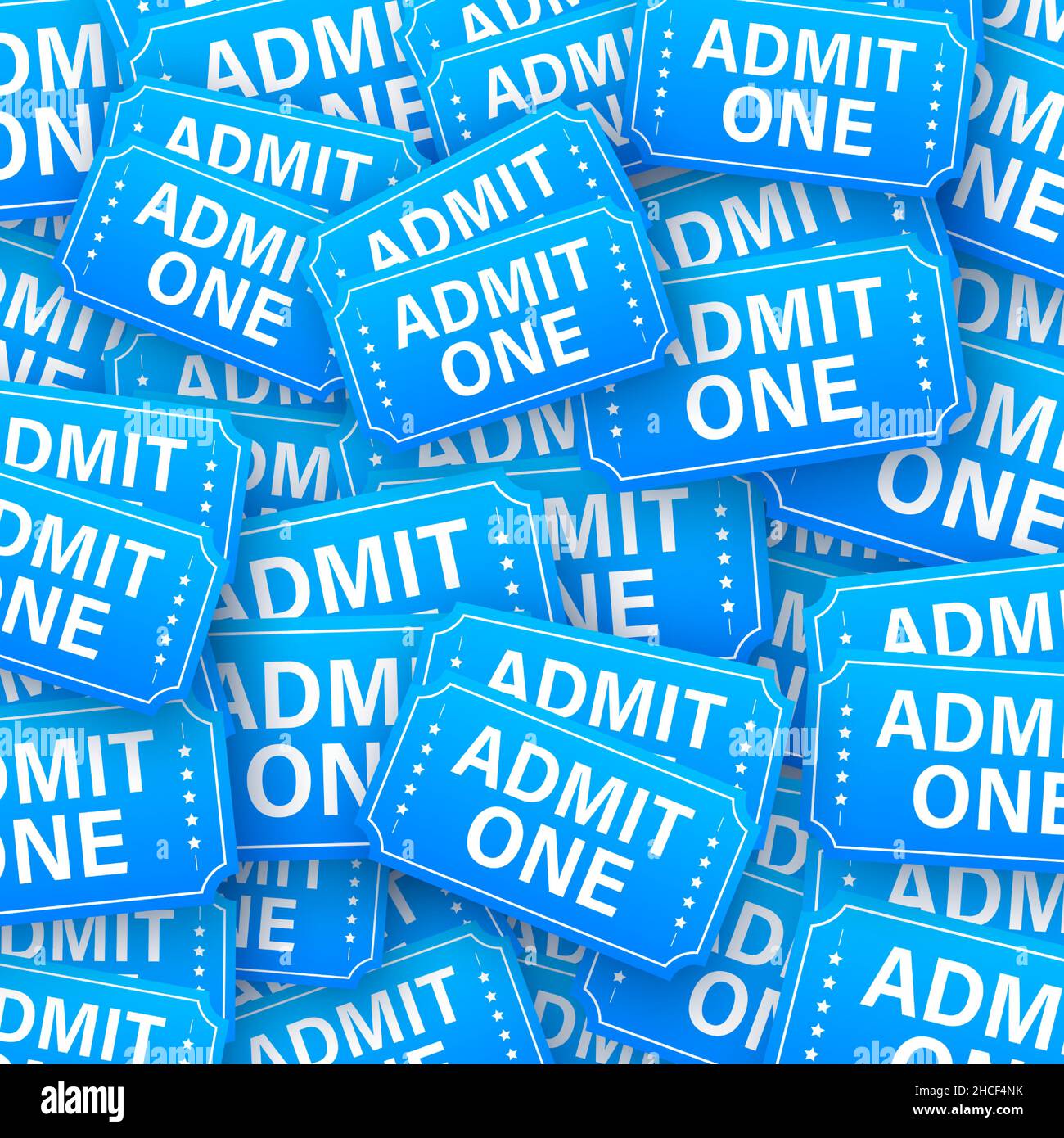 Realistic blue show ticket sticker style pattern. Old premium cinema ...