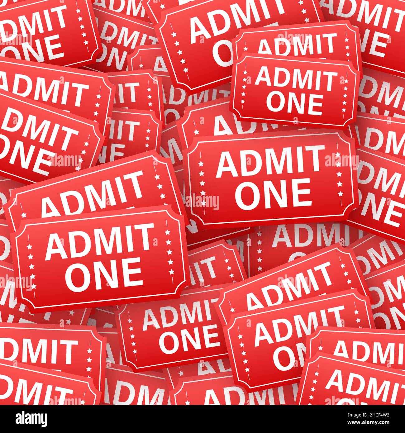 Realistic red show ticket sticker style pattern. Old premium cinema ...