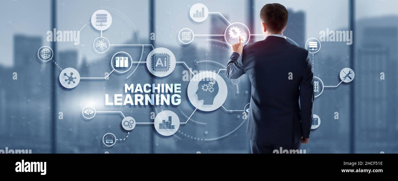 Machine Learning Modern Computer Technologies concept. Artificial intelligence AI Stock Photo ...