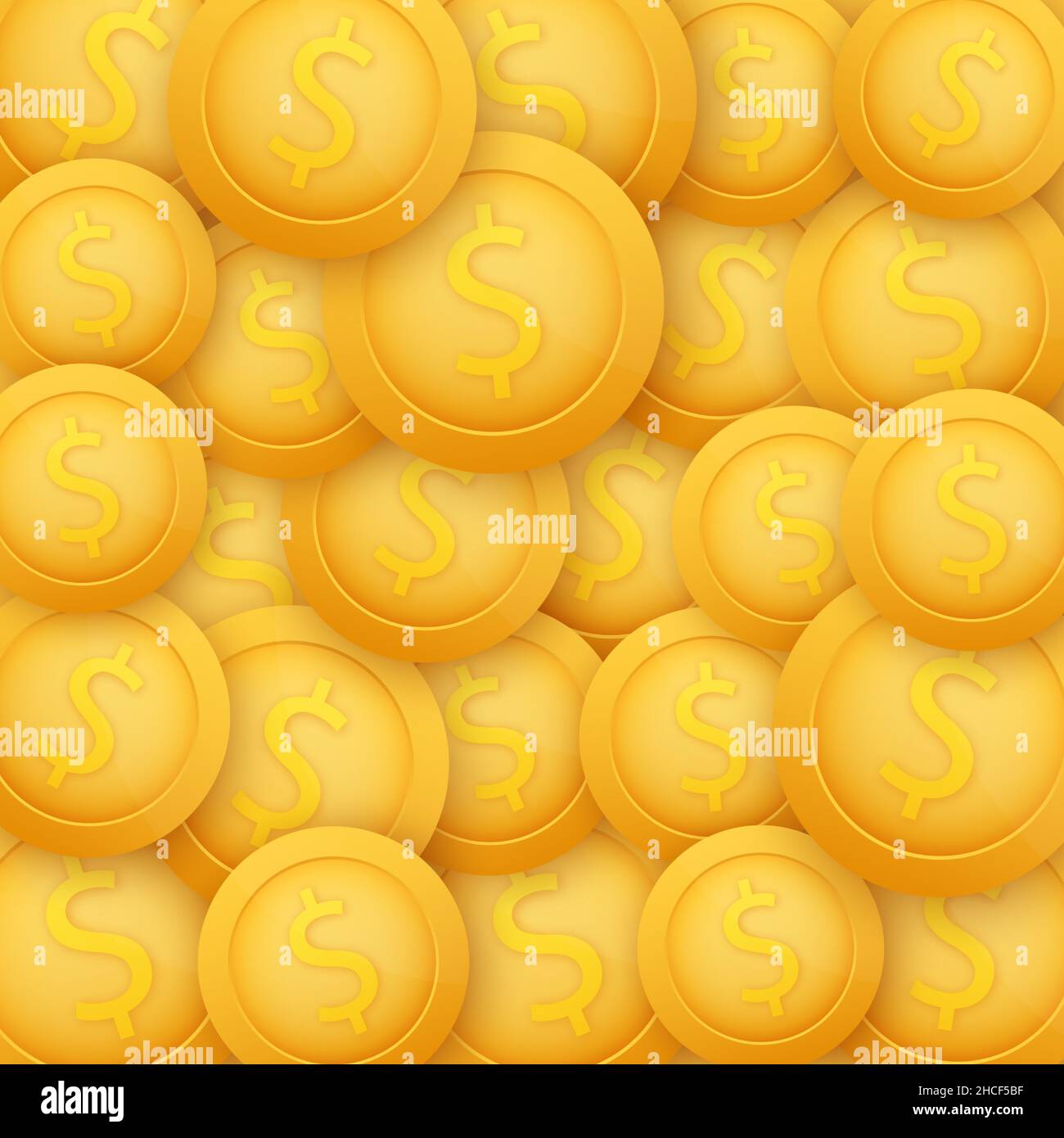 Coin sticker pattern with Dollar symbol. Gold cartoon coin. Vector ...