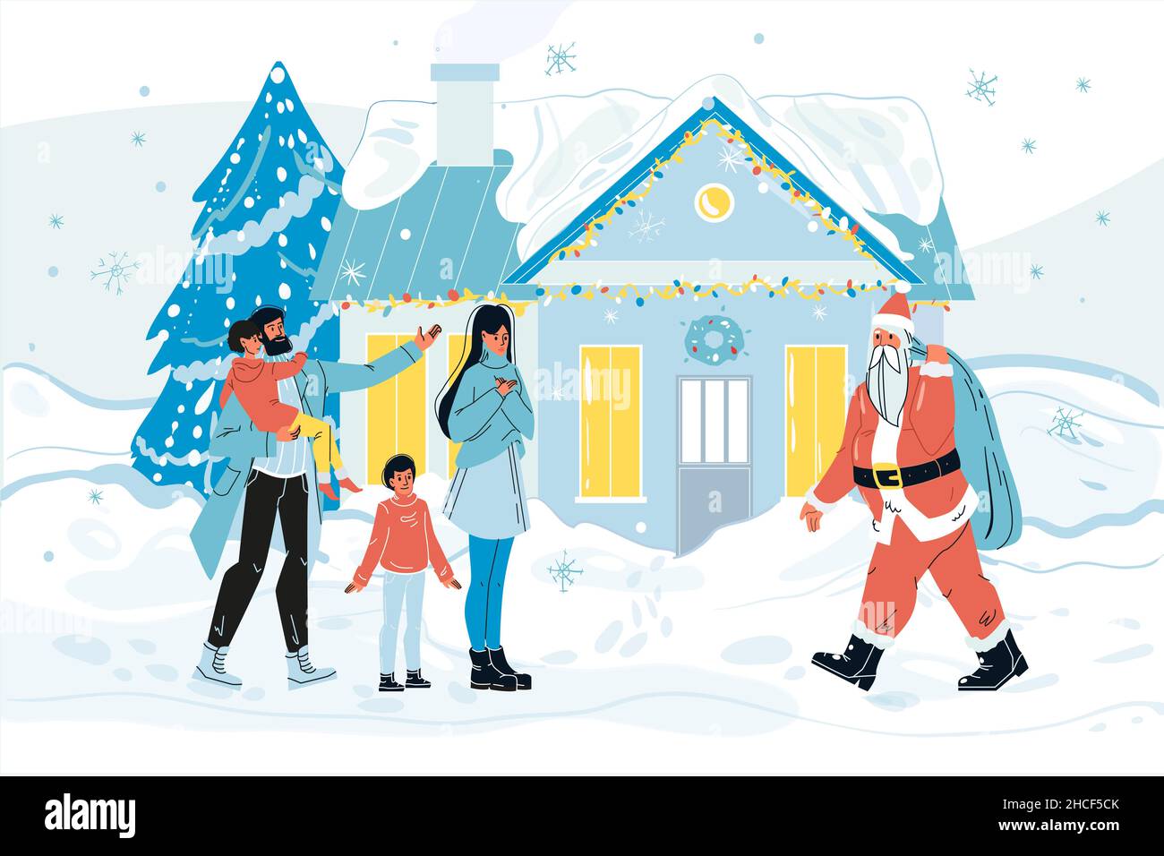 Children meeting santa Stock Vector Images - Alamy