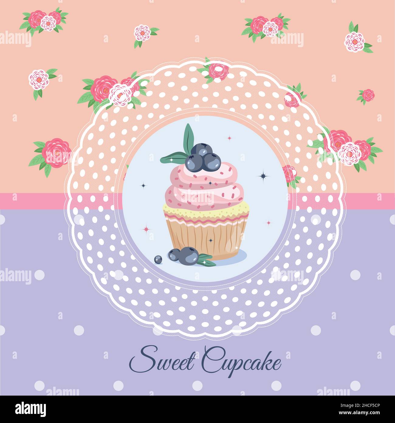 Vintage card with cupcake Stock Vector Image & Art - Alamy