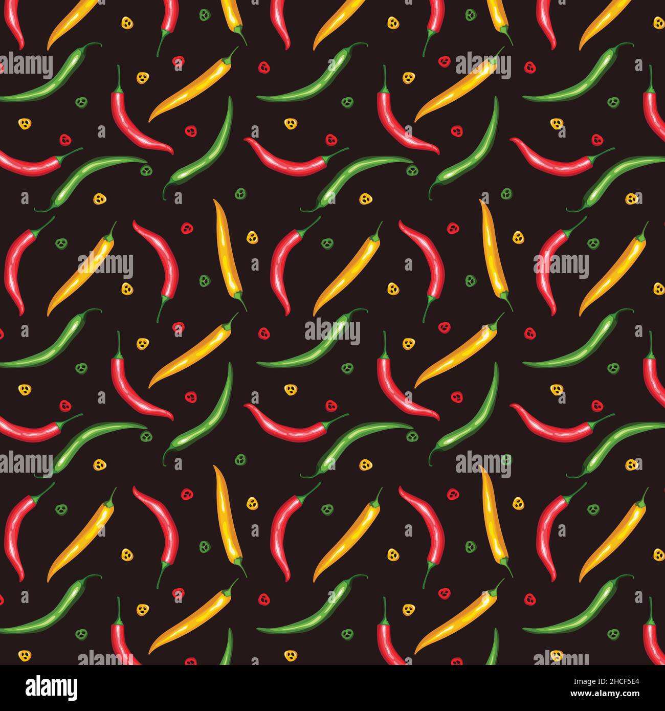 Chili vector colorful, hand drawing , seamless pattern Stock Vector ...