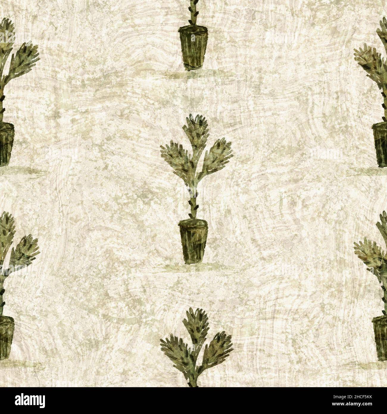 Desert plant on sand texture seamless raster pattern. Organic succulent ...