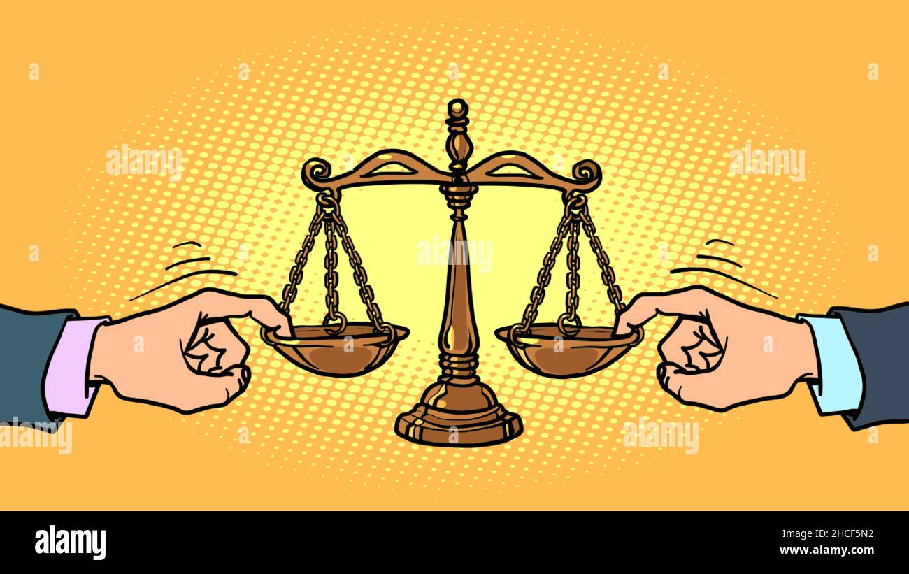 corrupt court concept. Politicians influence the judge. scales of ...