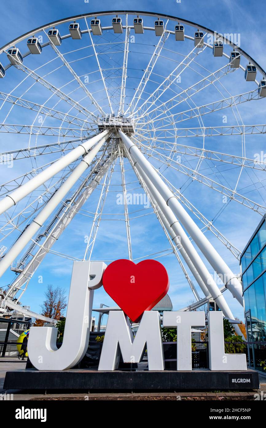 J'aime Montreal sign, I Love Montreal, sign, La Grande Roue de Montreal ...