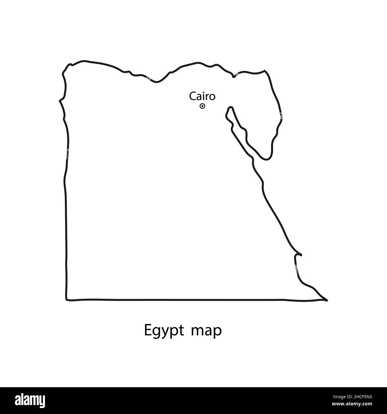 Egypt world map country outline in black contour. Vector illustration ...