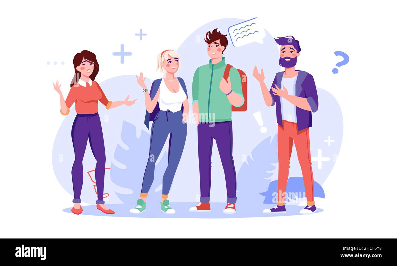 Diverse people talking thinking having nice conversation Stock Vector ...