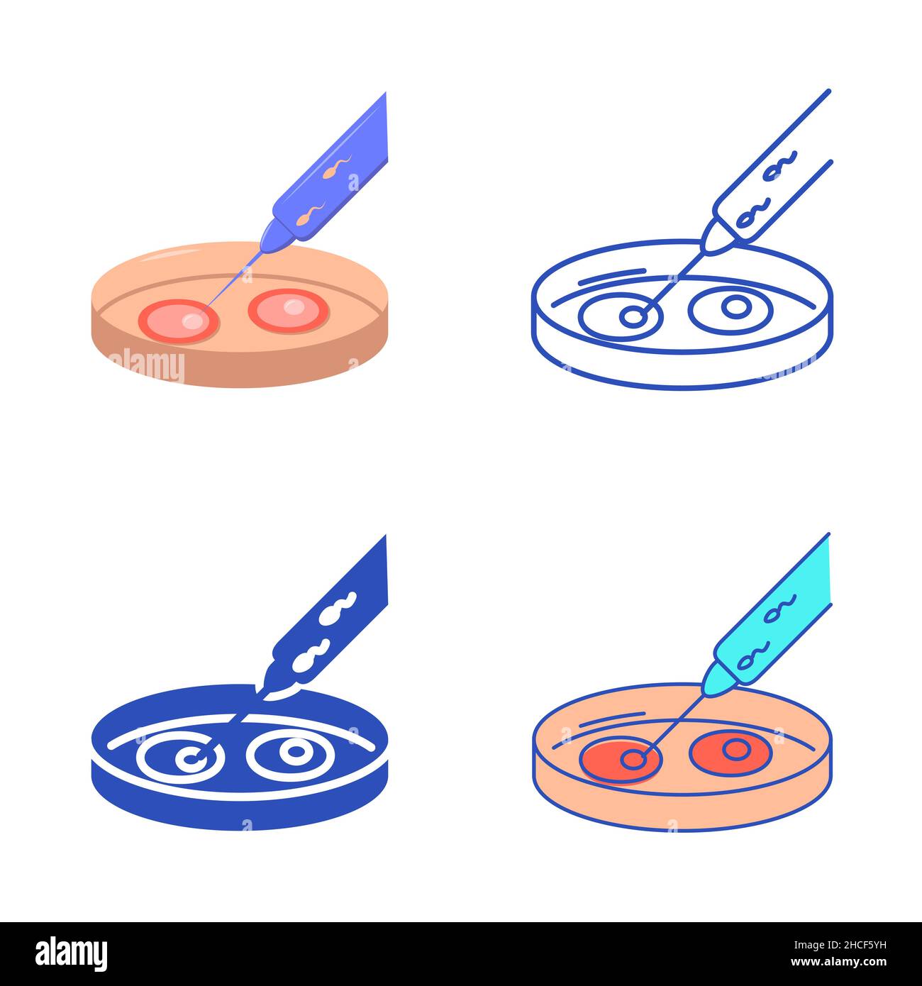 In vitro fertilization icon set in flat and line style. IVF ...