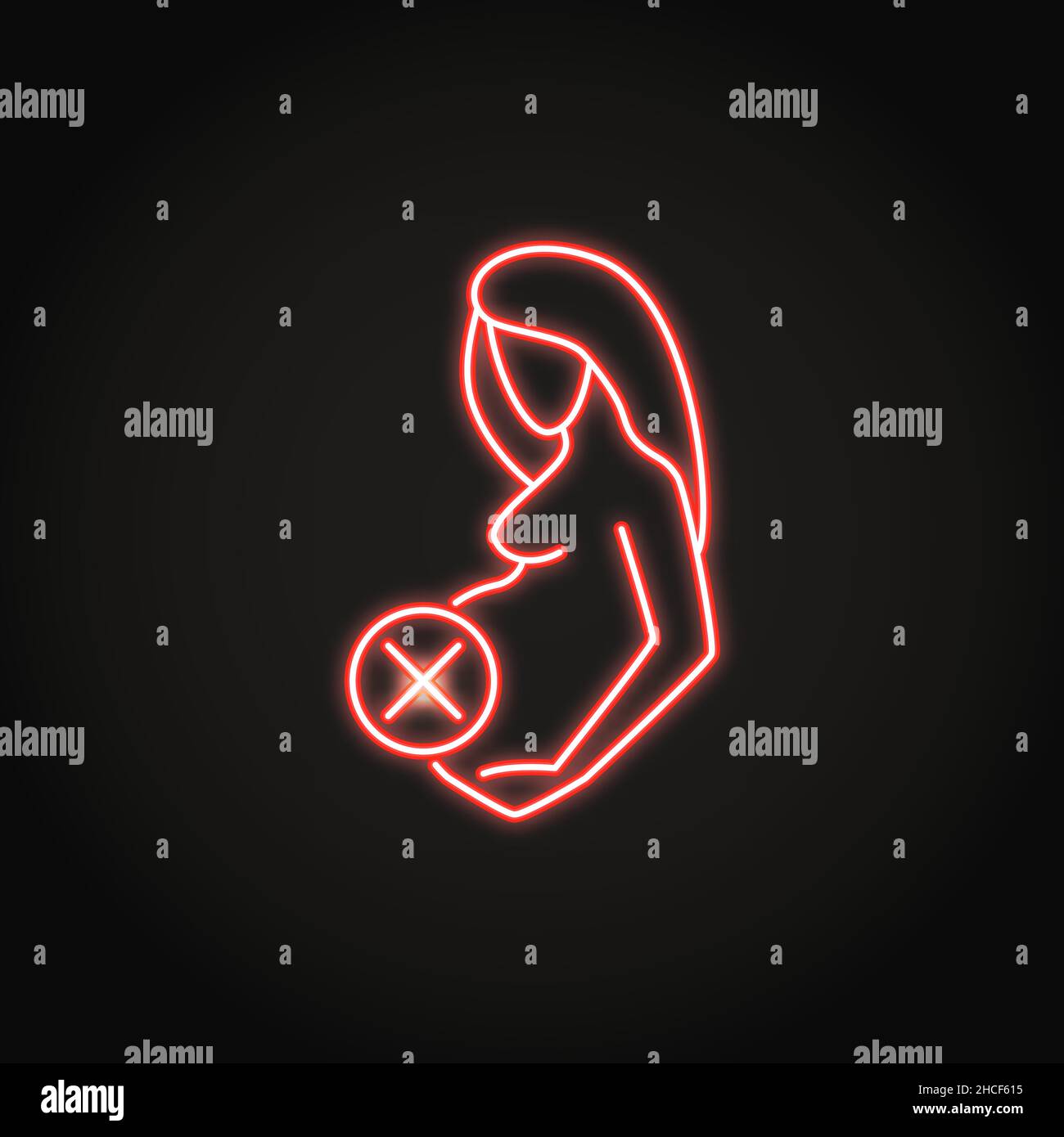 Neon abortion icon in line style. Pregnancy loss symbol. Vector ...
