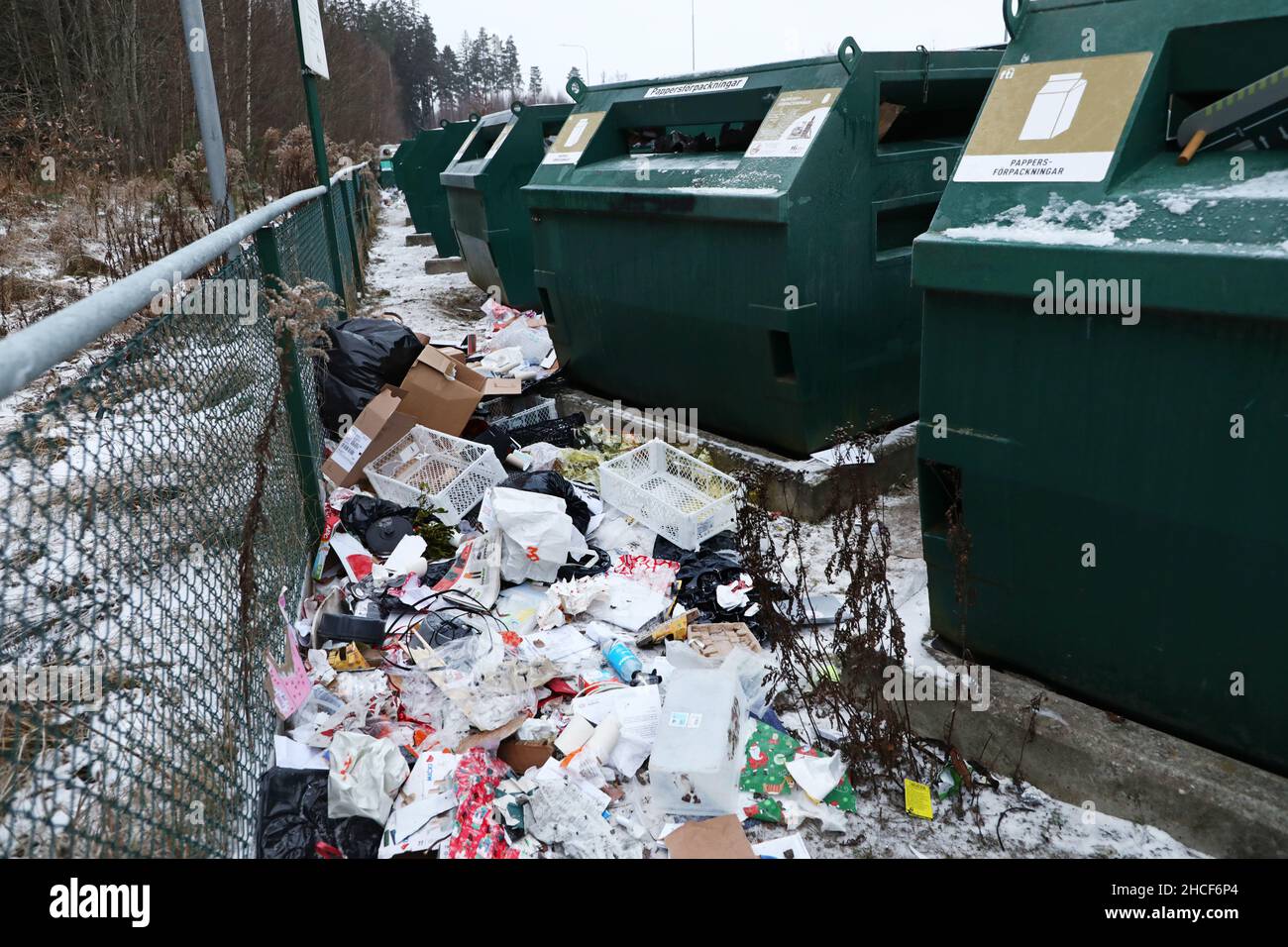 Here, waste is seen after Christmas at a recycling station, three days ...