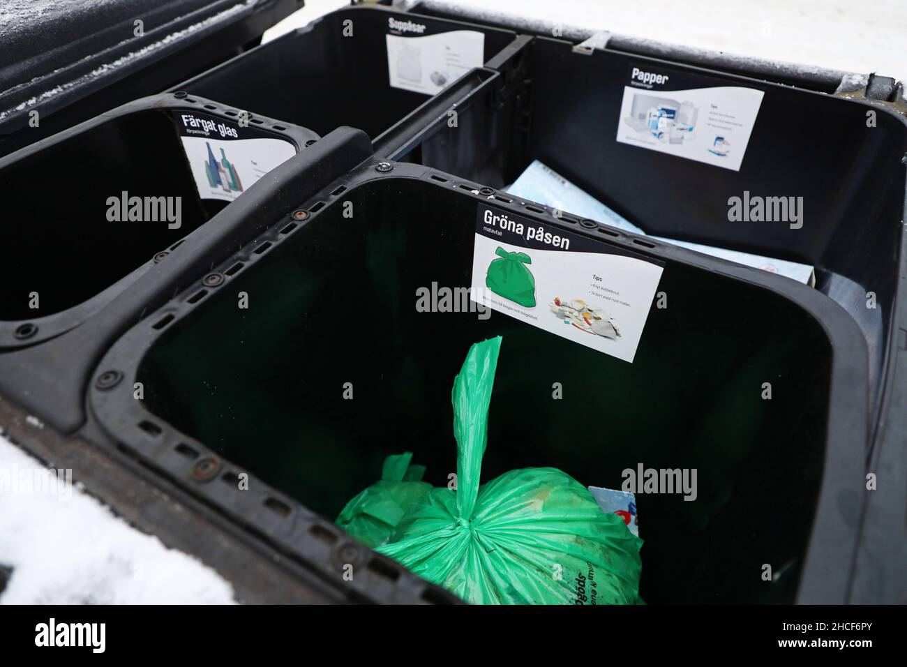 A dustbin with different bins to recycle the rubbish. Here is a boxfor ...