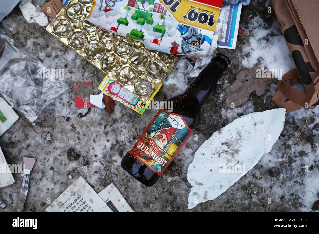 Here, waste is seen after Christmas at a recycling station, three days ...
