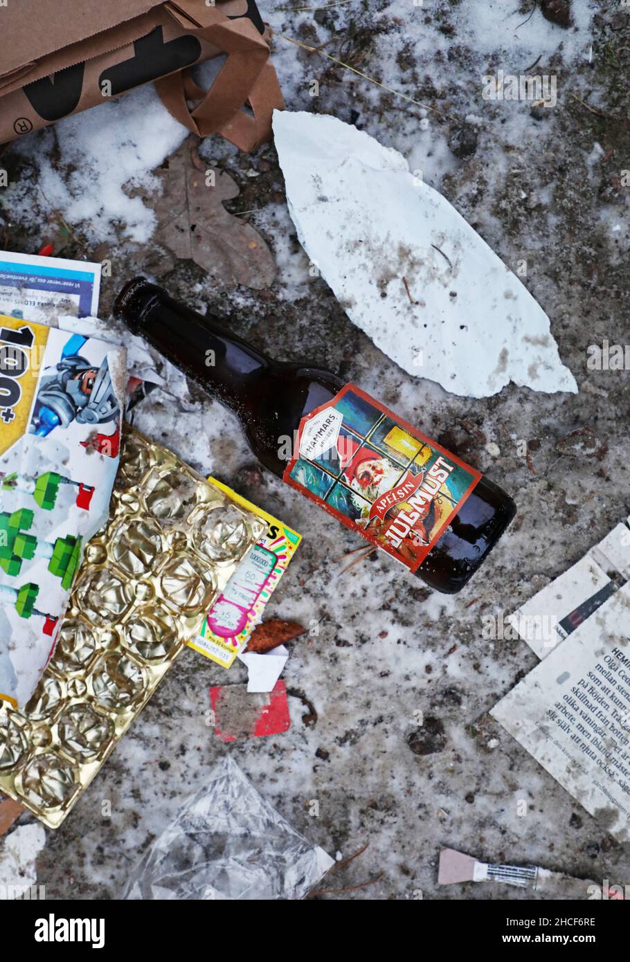 Here, waste is seen after Christmas at a recycling station, three days ...